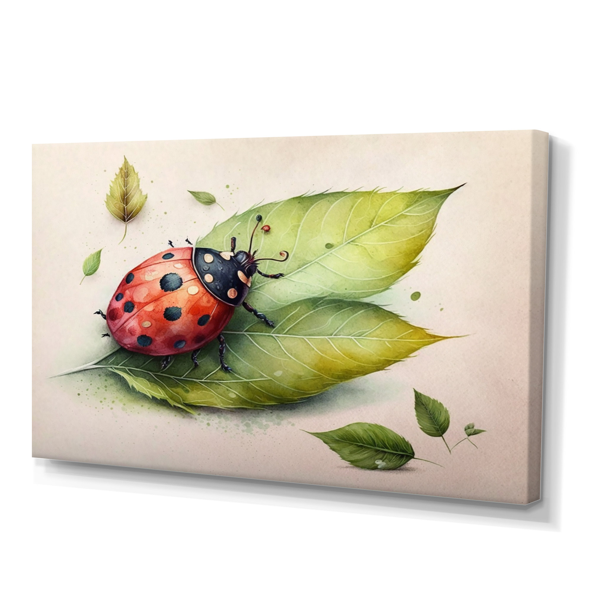 Rosalind Wheeler Ladybug On A Leaf Ladybug On A Leaf - Print on Canvas ...