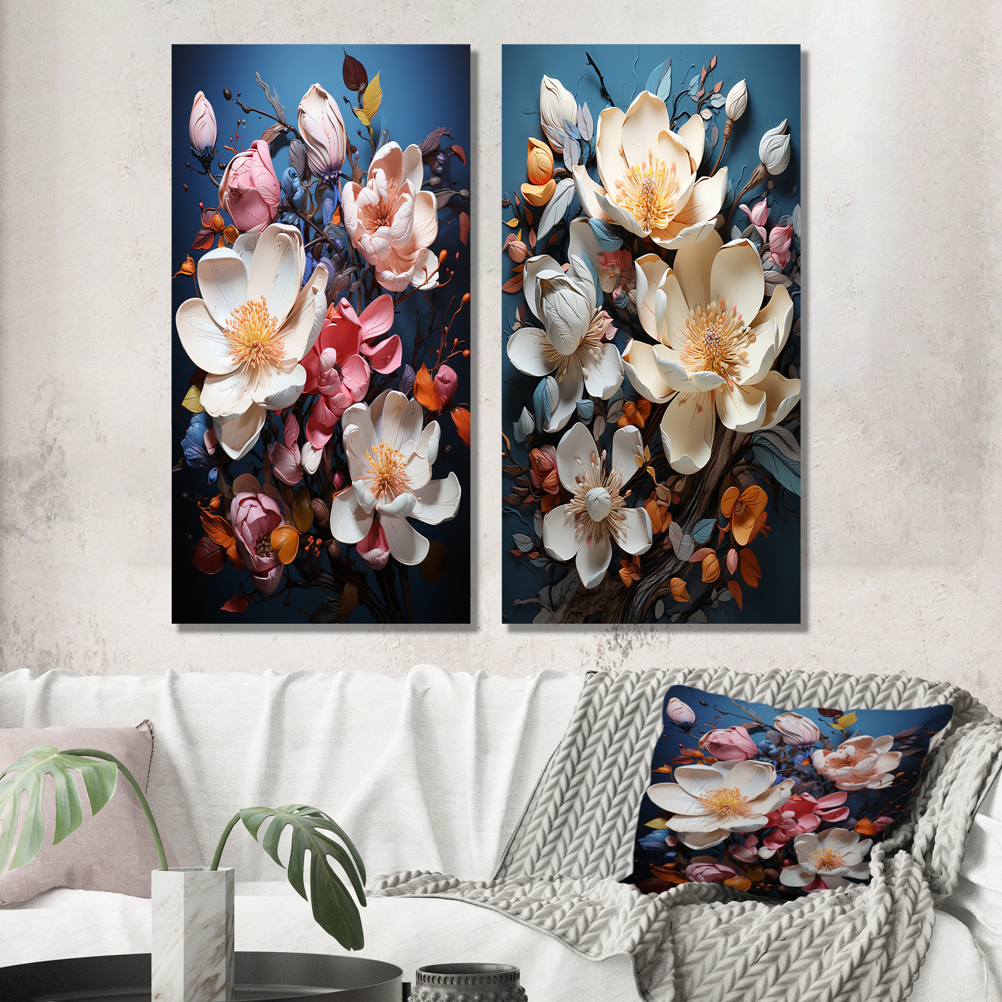 Red Barrel Studio® Magnolia Beige And Pink Blooms - Magnolias Metal ...