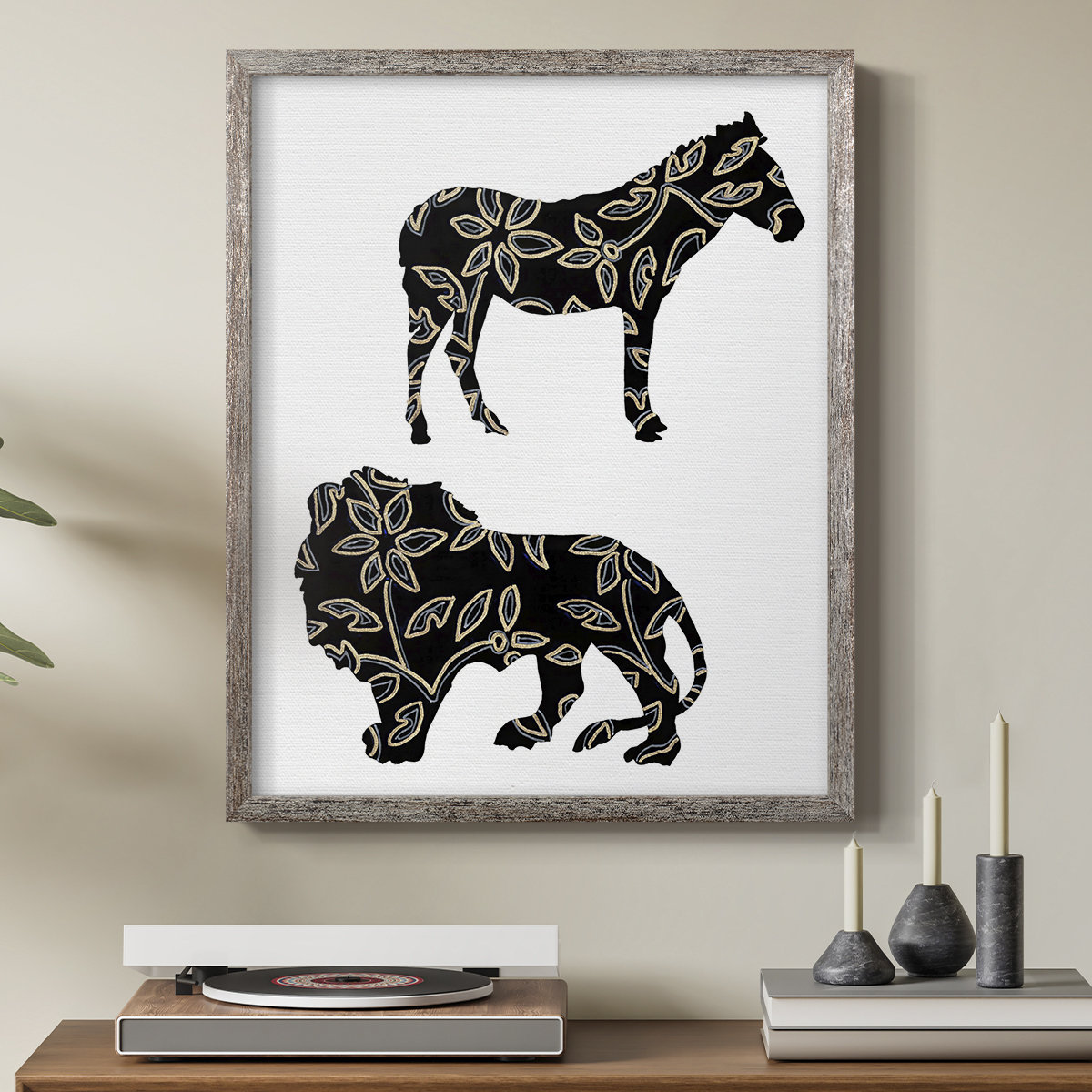 Union Rustic Ornamental Safari Animals I Framed Print - Solid Wood ...