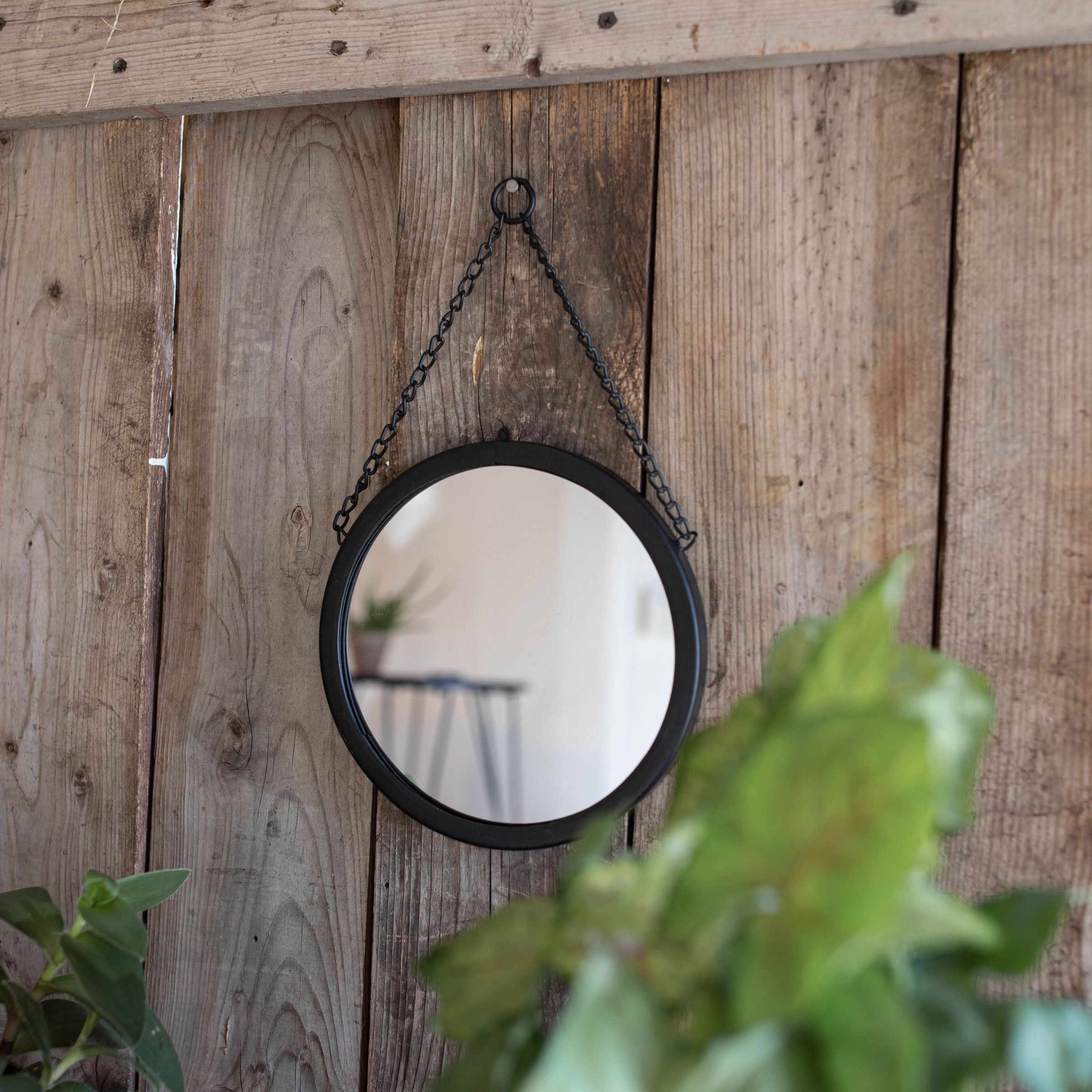 Foreside Home & Garden Black Glass & Metal Hanging Mirror | Wayfair