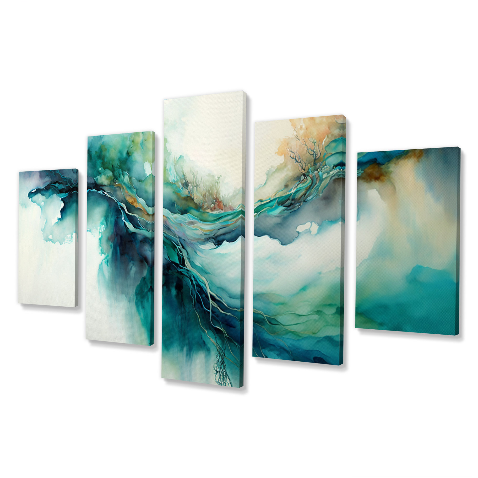 Ivy Bronx Turquoise Waves Impressions Of Infinity - Abstract Canvas ...