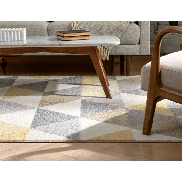 Wrought Studio Rubino Modern Geometric White/Yellow Area Rug & Reviews ...