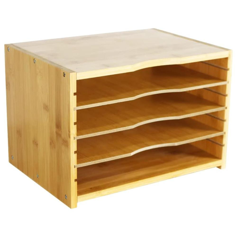 Hokku Designs File Organizer With 3 Adjustable Shelves Bamboo Document ...