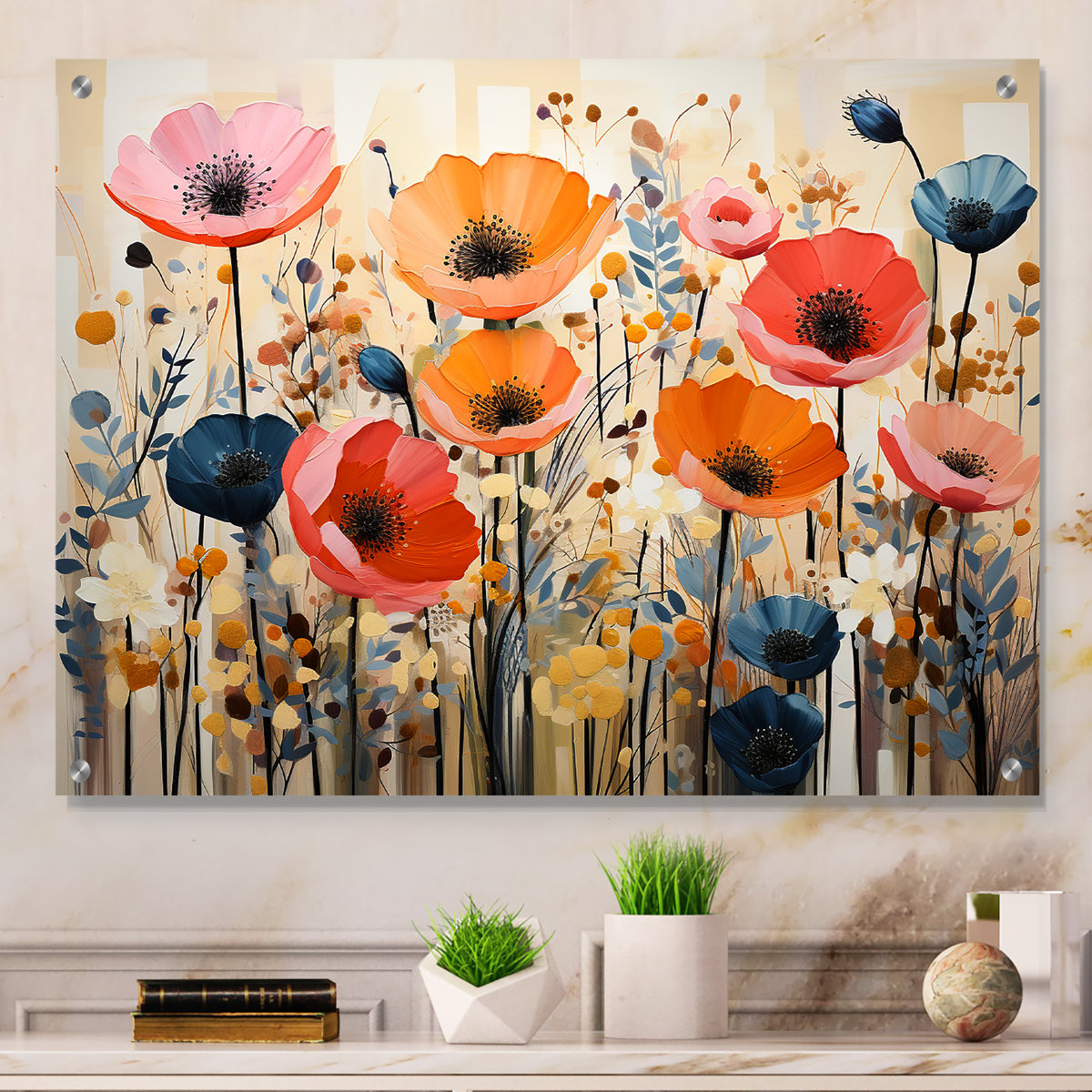 Lark Manor™ Coral Orange Whimsical Botanical Wilds I - Abstract ...
