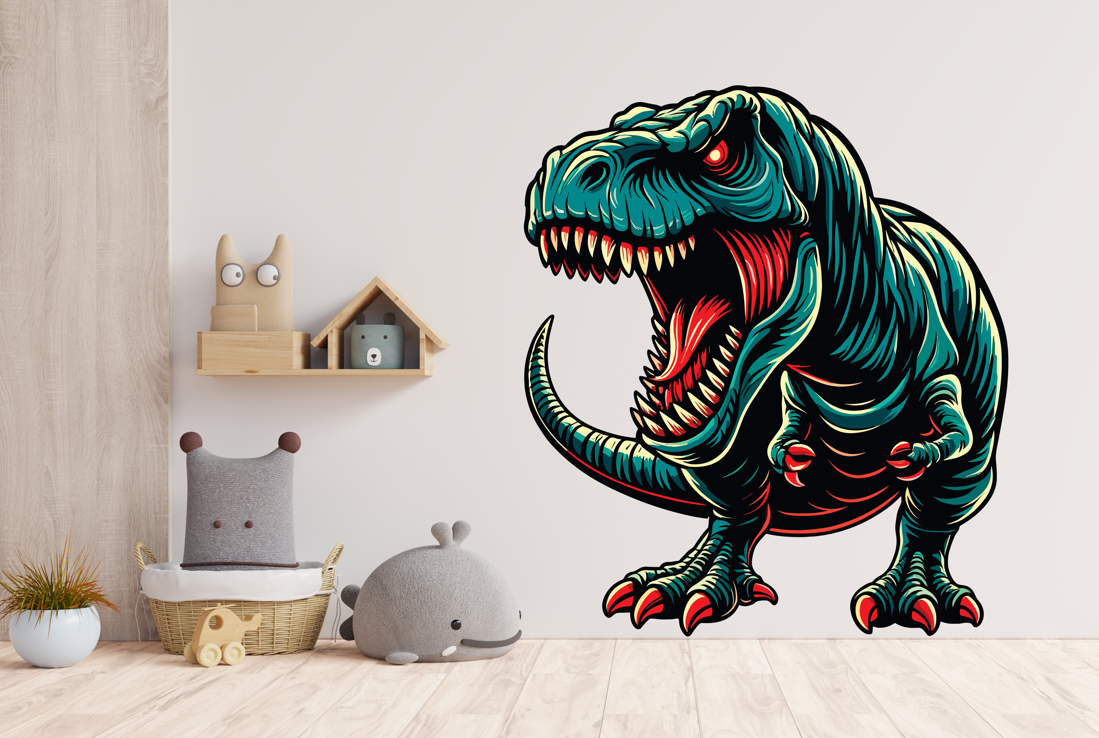 Trinx Dinosaur Wall Decal, Dinosaur Wall Art, Dinosaur Room Wall Decor ...