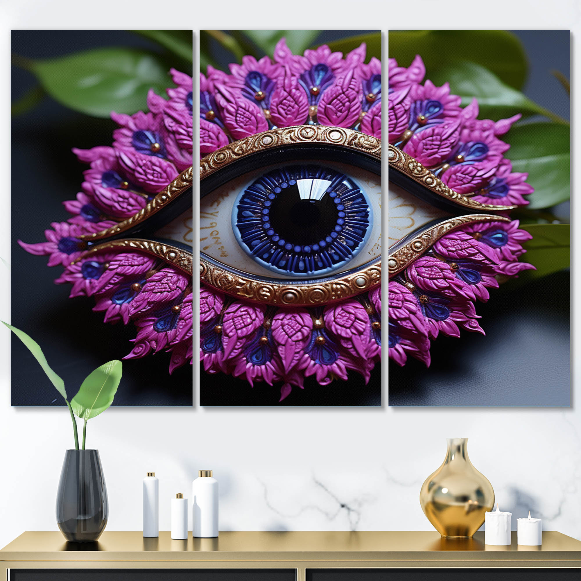 Bungalow Rose Eye of Consciousness Retro Futuristic V - 3 Piece Wrapped ...