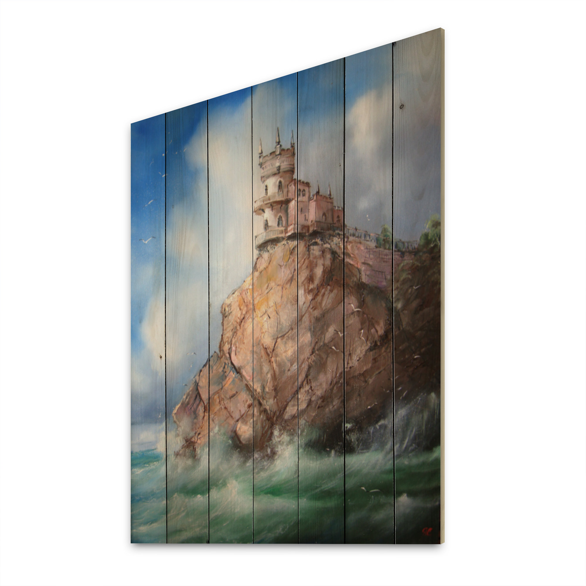 Breakwater Bay Seascape Castle - Nautical & Coastal Print on Wood | Wayfair