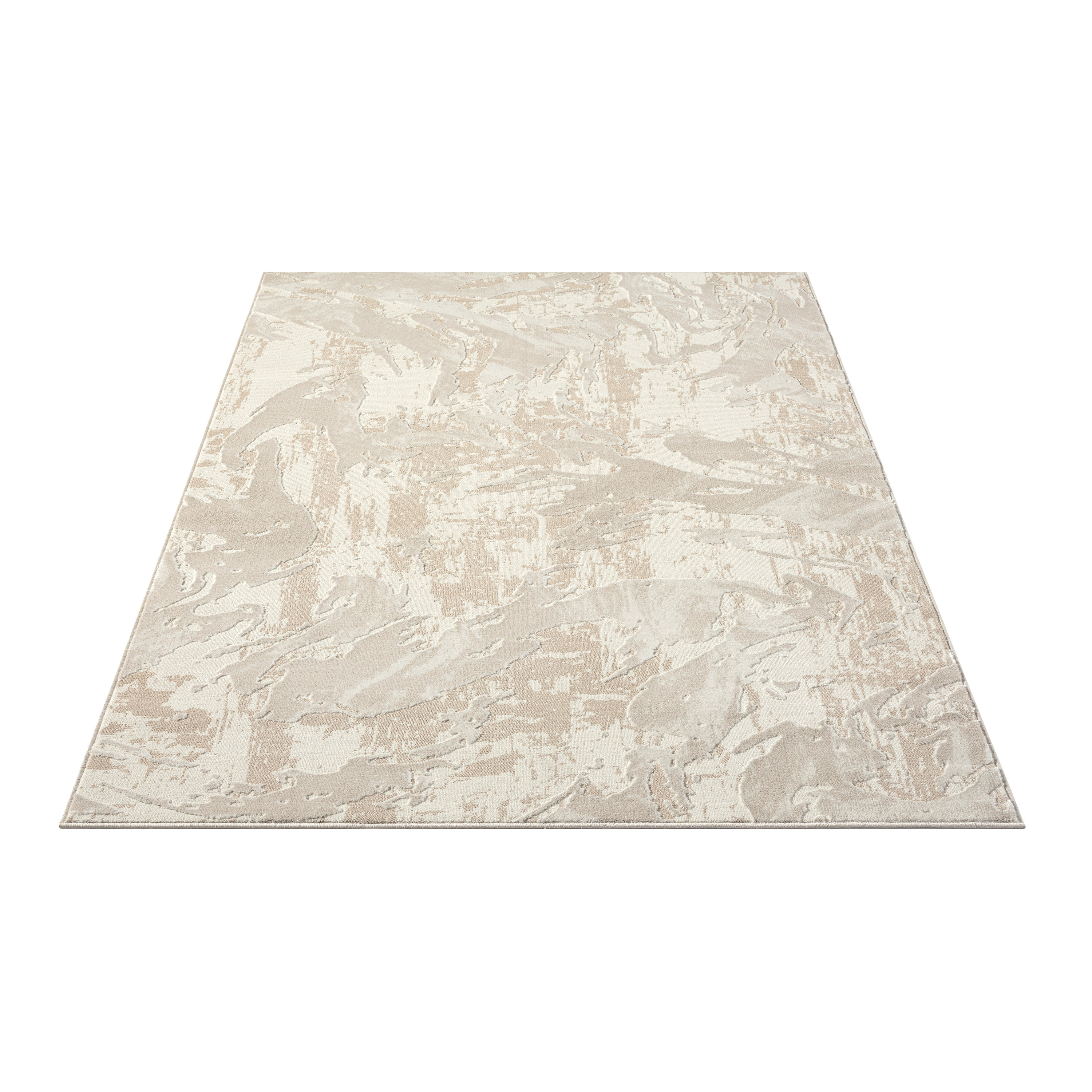 Wrought Studio™ Abani Rugs Cream Beige Abstract Wavy Area Rug | Wayfair