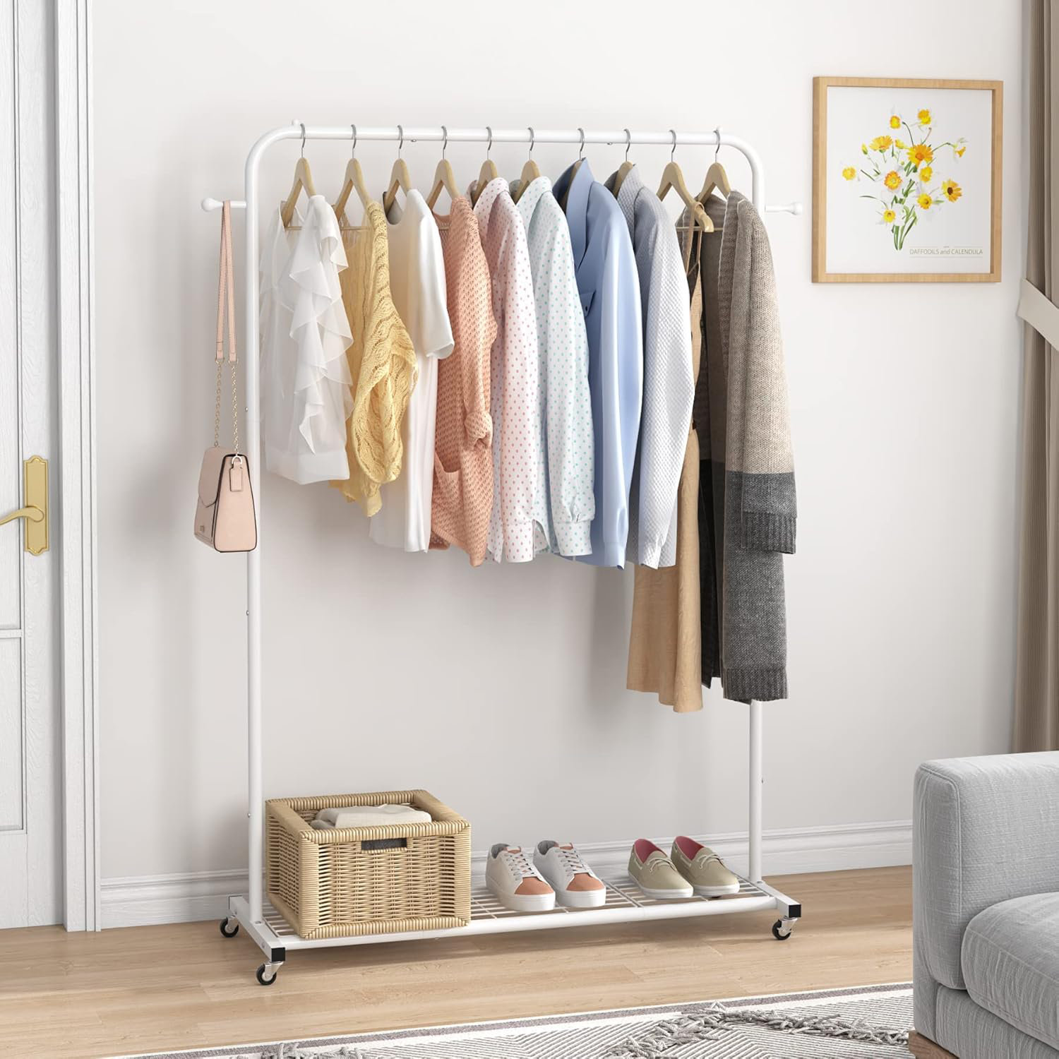 Rebrilliant Wheeled Clothes Hanger | Wayfair