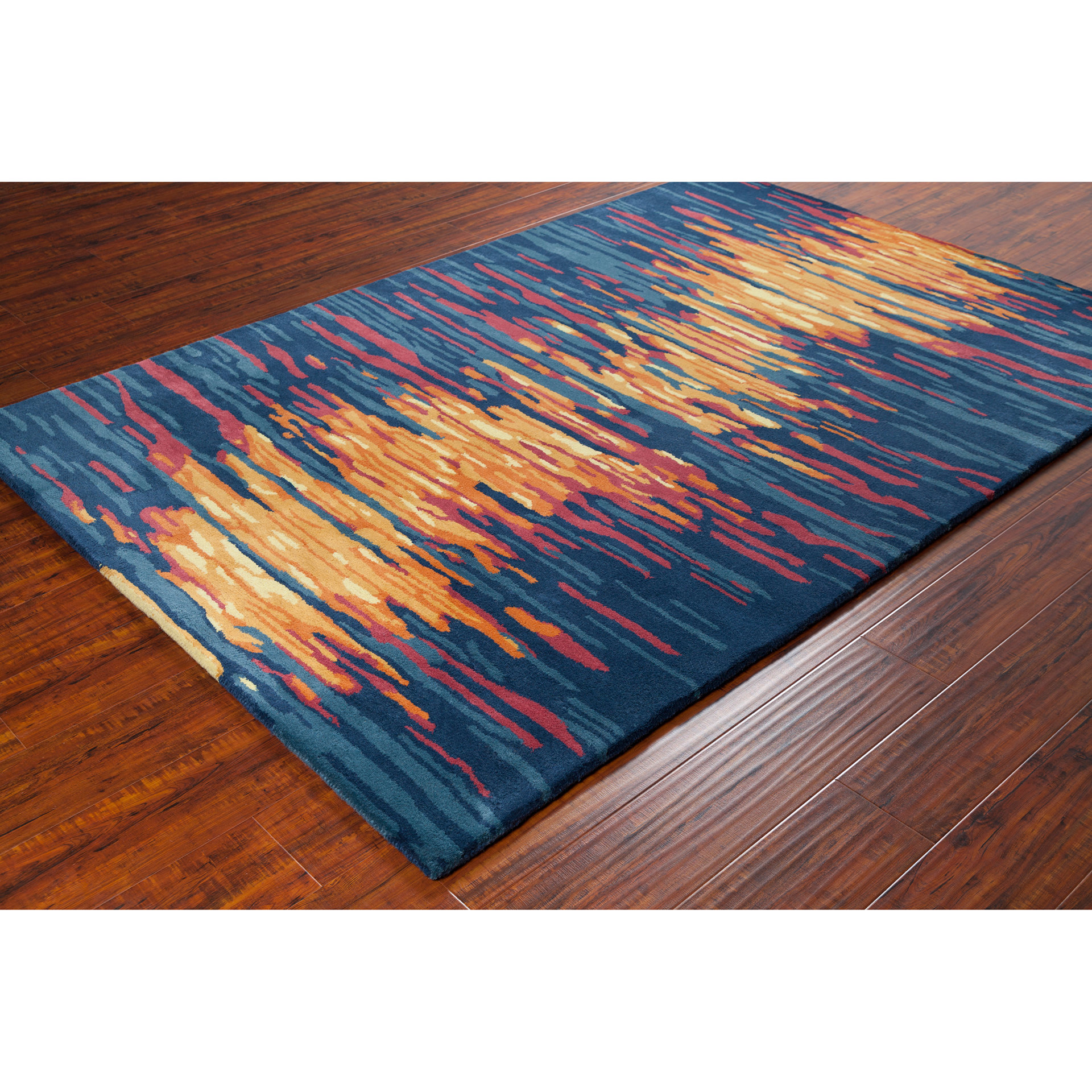 Chandra Rugs Stella Hand Woven Wool Blue/Orange Area Rug & Reviews ...