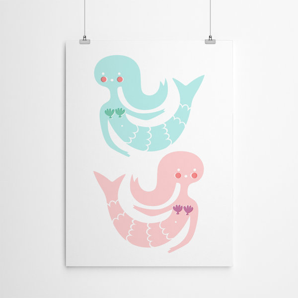 Maturi Mermaid Duo Ii By The Paper Nut - Poster Art Print | Wayfair.co.uk