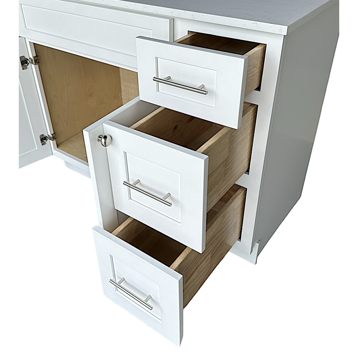 Disar 63'' Single Bathroom Vanity With Left Linen Tall Cabinet Dovetail ...