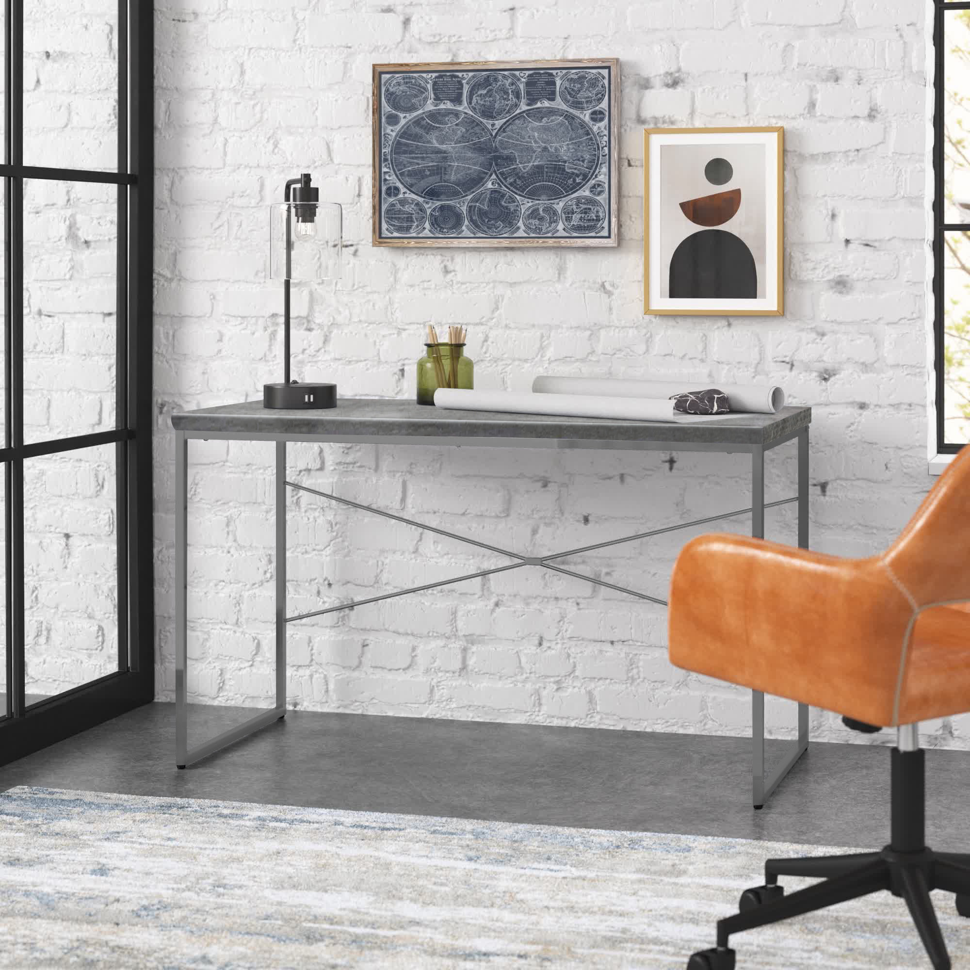 Steelside™ Eileen Metal Base Writing Desk | Wayfair