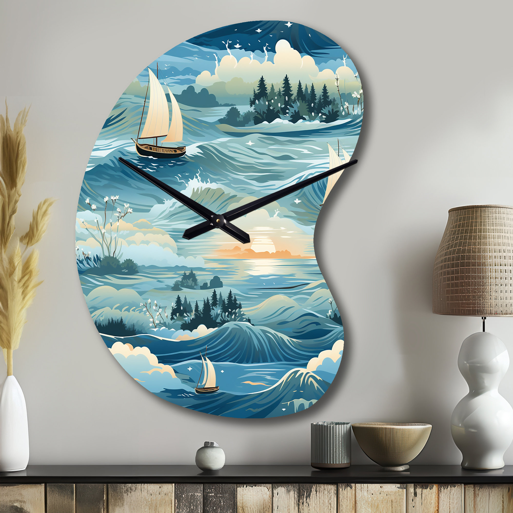 Design Art Coastal Tranquility Seaside Landscape - Coastal Unique Shape ...
