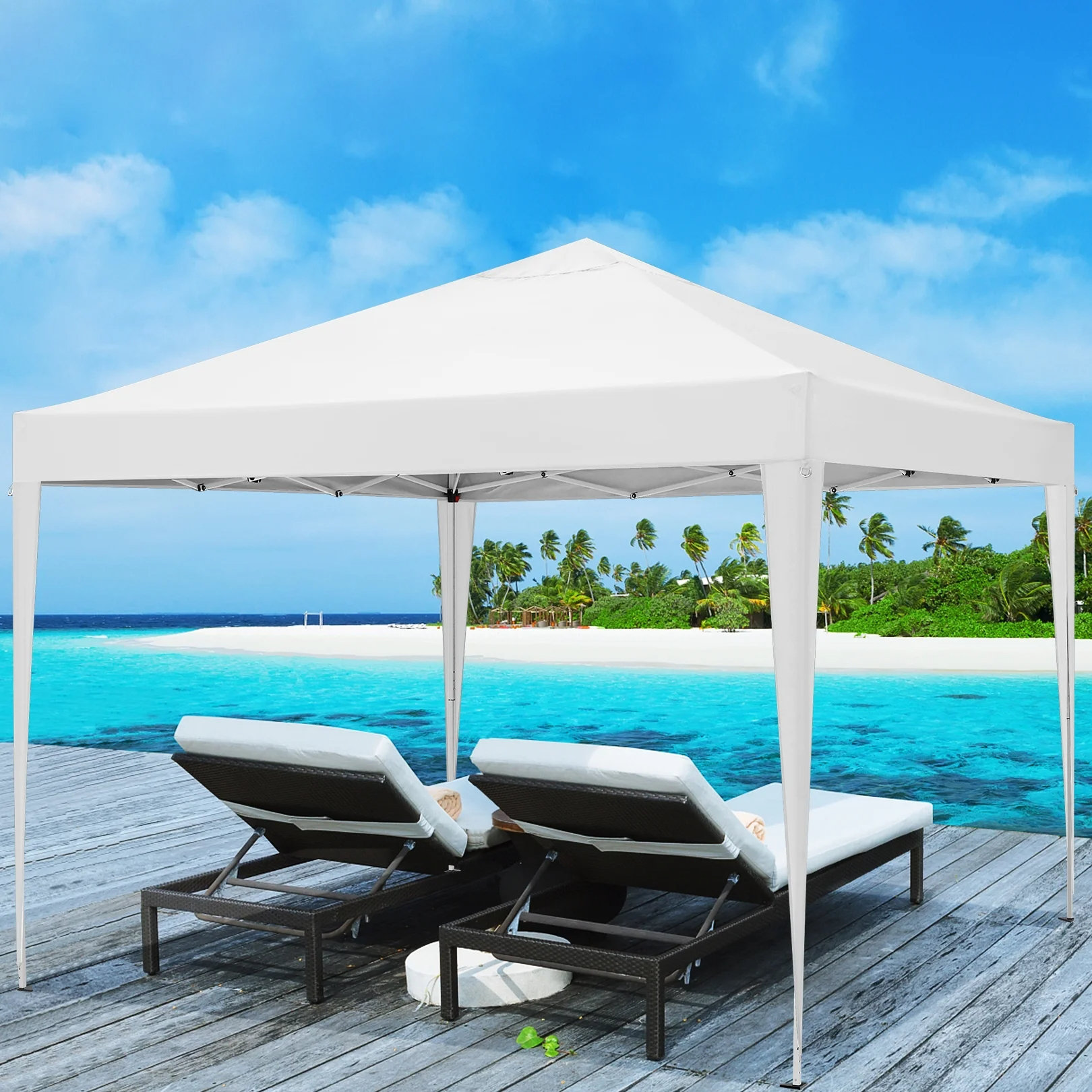 TOOLUCK 10x10 Pop Up Canopy Tent Without Sidewall, UPF 50+ Waterproof ...