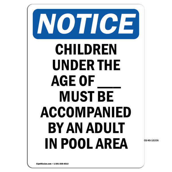 SignMission Children Must Be Accompanied by an Adult Sign | Wayfair