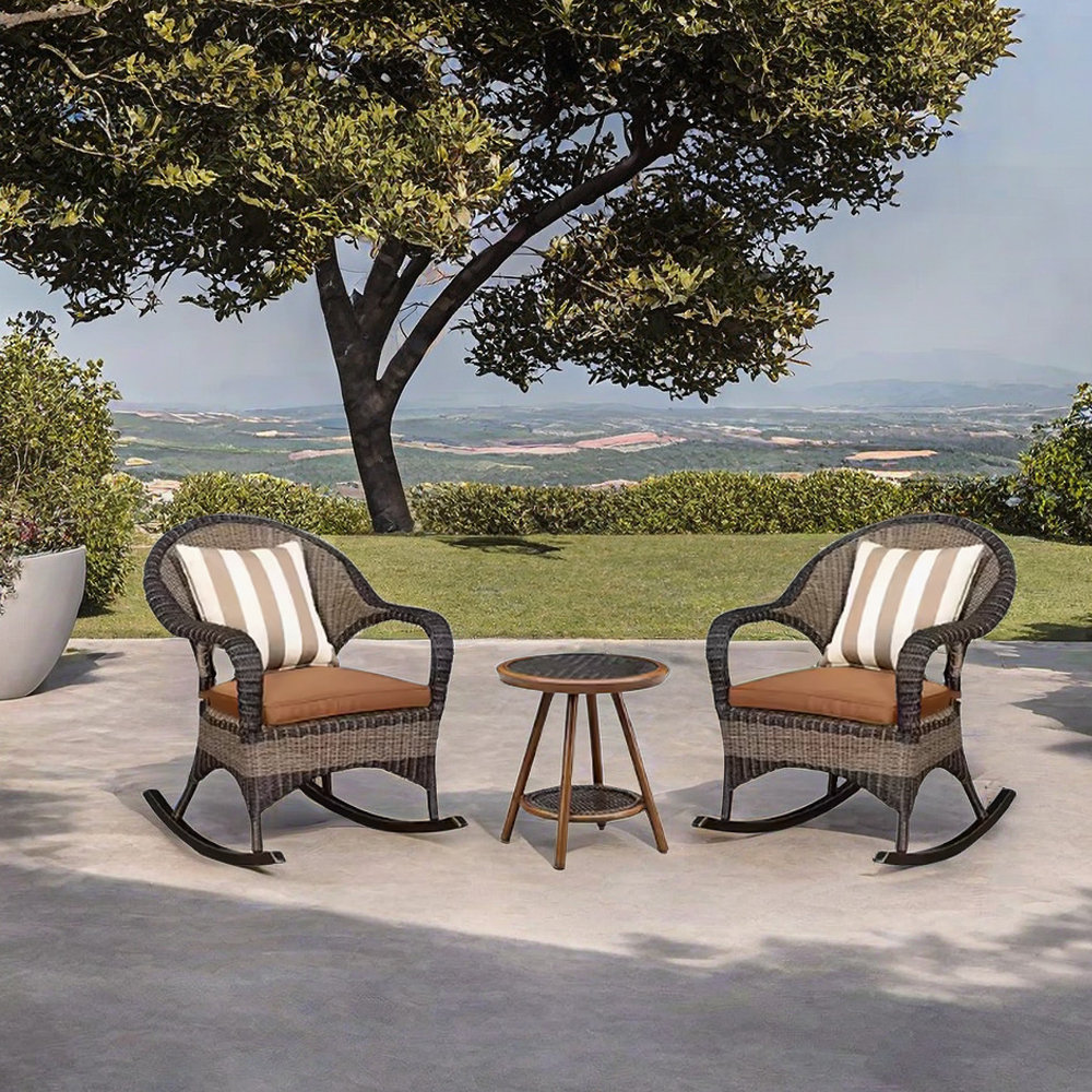 Elegant Home Furnishings.s Outdoor Durable Retro Rattan Sponge Rocking ...