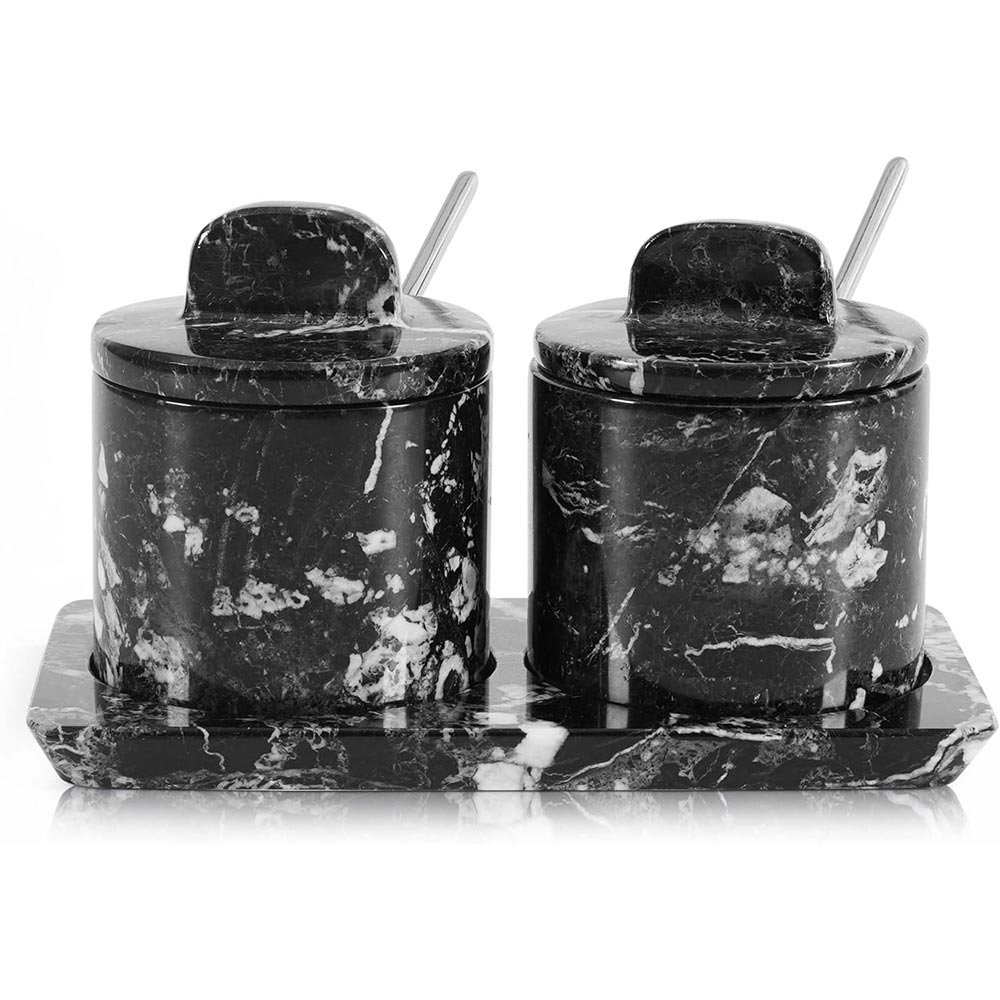 Artreestry Atreestry Marble Salt Cellar Set of 2 – Black 4" Salt Boxes ...