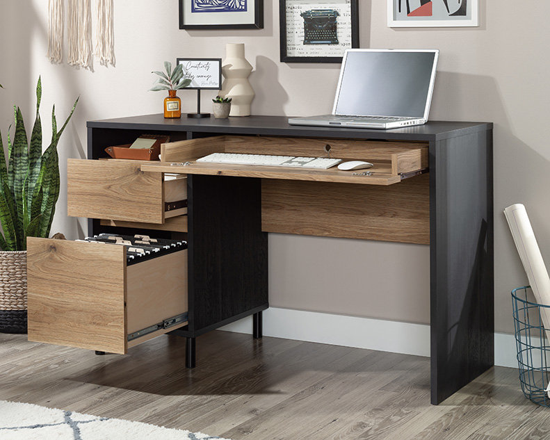 Inbox Zero Home Office Computer Desk with Shelf & Storage | Wayfair
