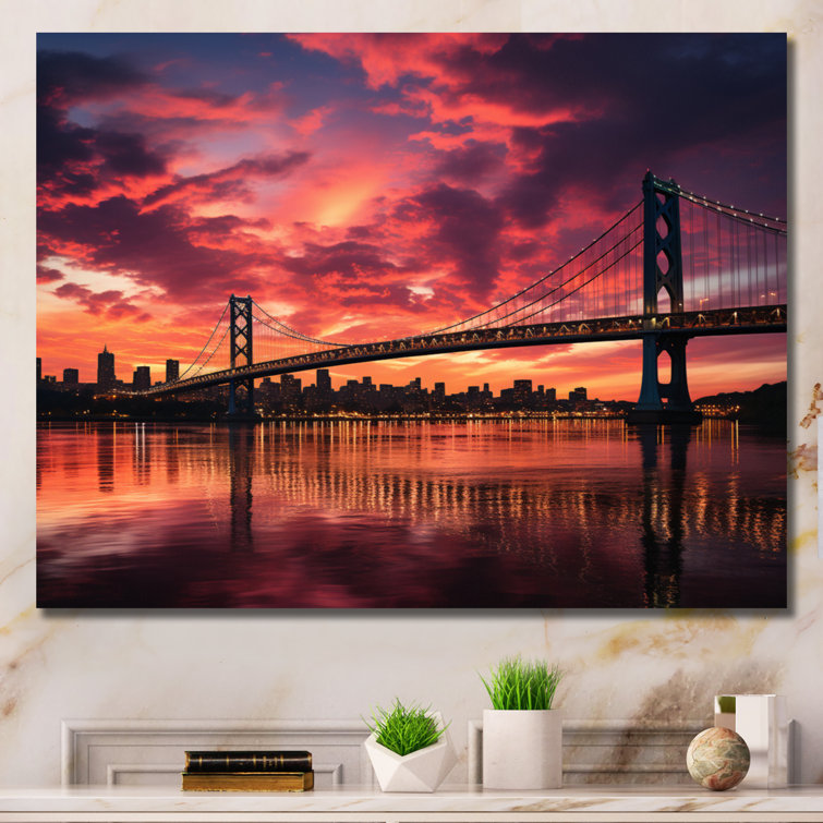 Latitude Run® " Pink Bridge Landscape " | Wayfair