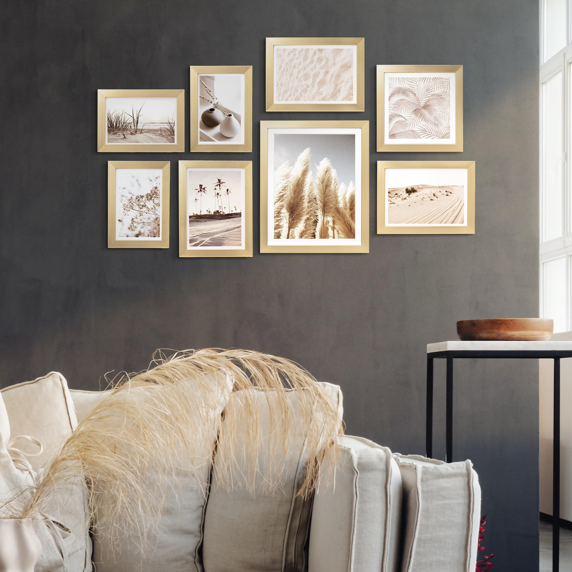 Latitude Run® 8 Pack Gold Picture Frames Set, Gallery Wall Frame Set ...