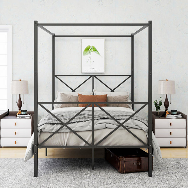 Gracie Oaks Keeshia Bed, Bed Frame, Canopy Bed, Open Frame Bed | Wayfair
