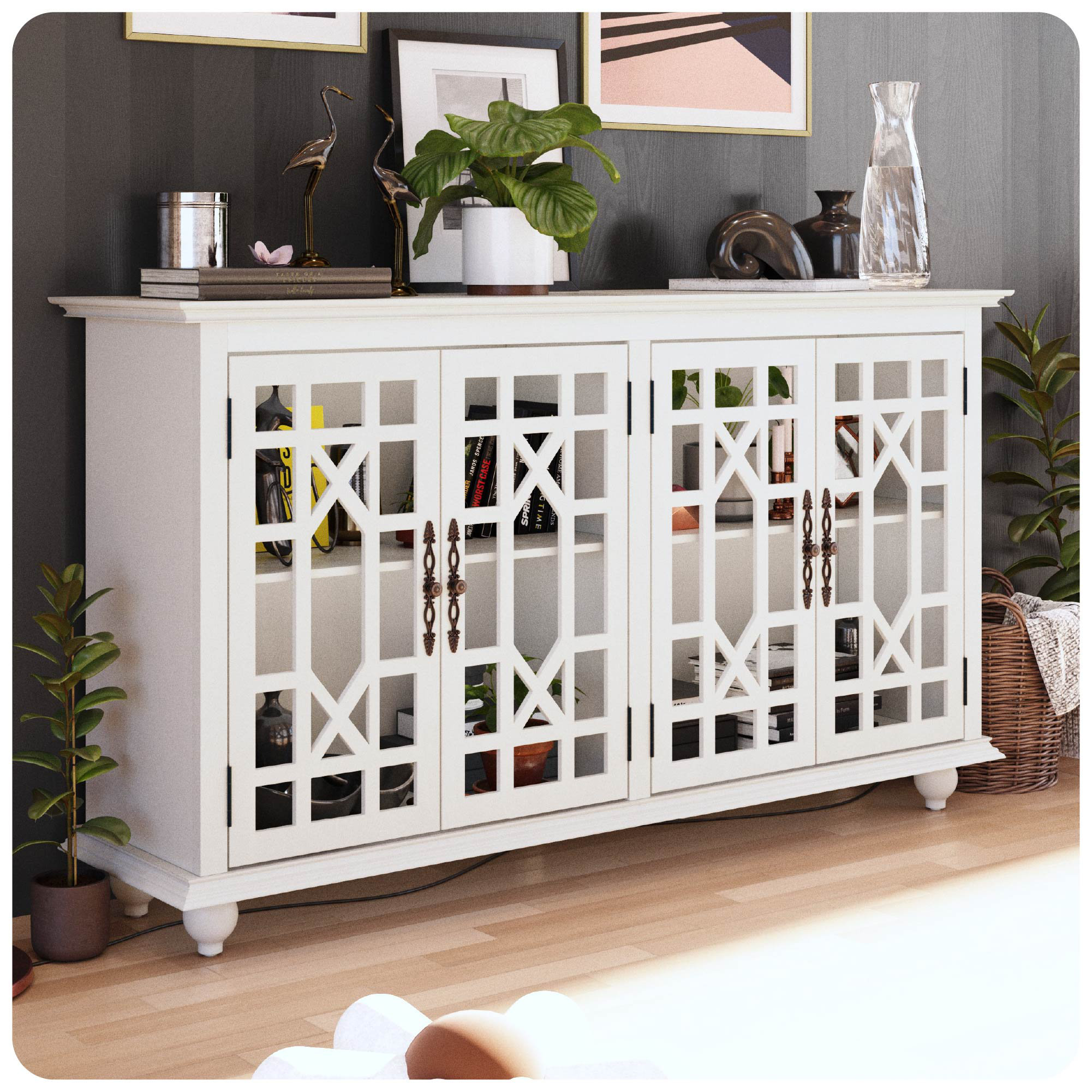 Canora Grey Modern Kitchen Storage Cabinets - Solid Wood & Mdf Antique ...