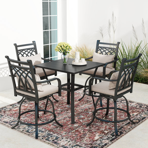 Lark Manor Square 4 - Person Outdoor Bar Height Dining Set with 29"W ...