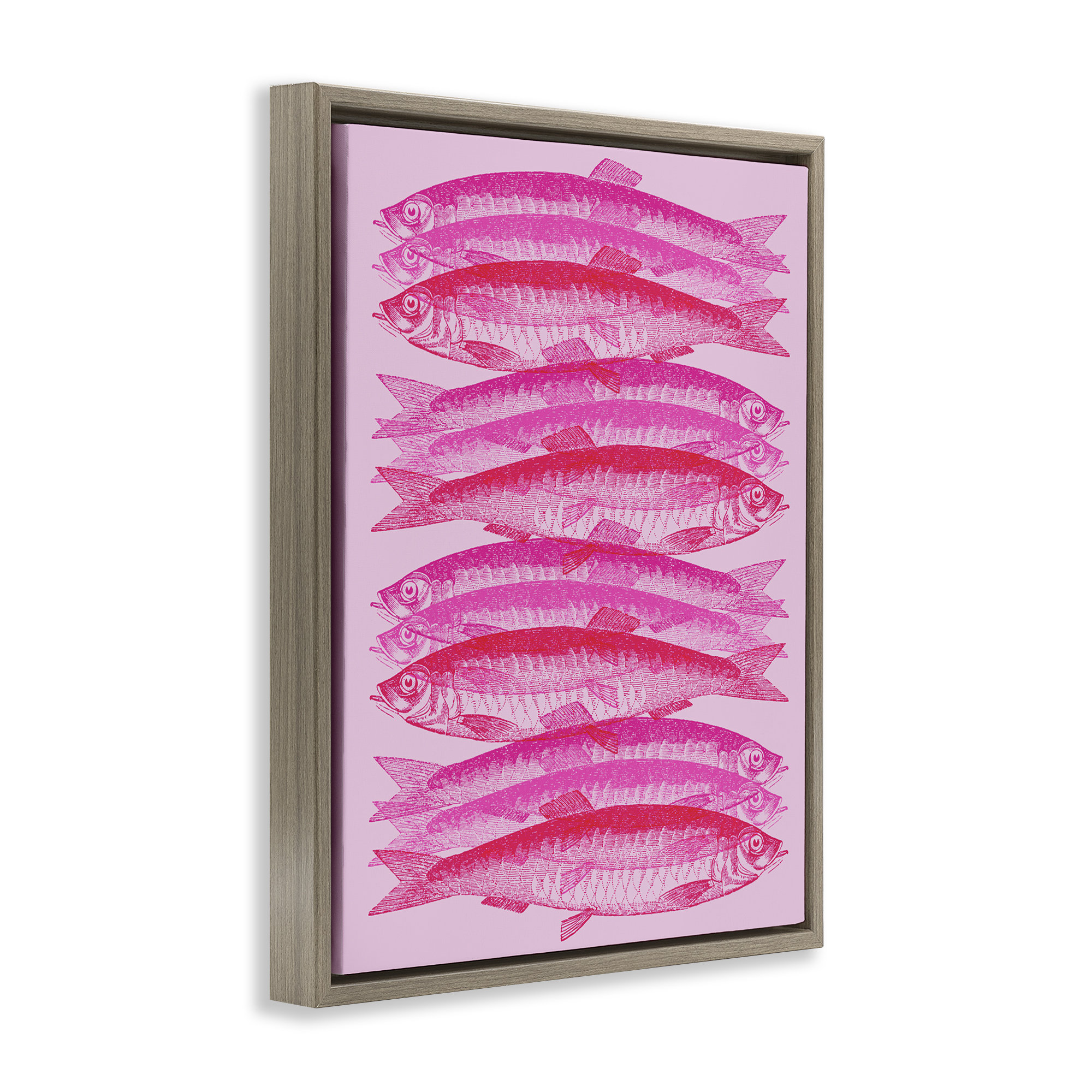 Dakota Fields Pink Layered Fish Framed Floater Canvas Wall Art by ...