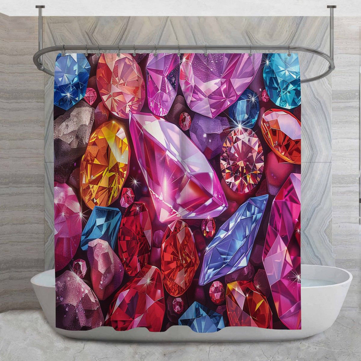 Latitude Run® Gems Shower Curtain - Jewelry Bathroom Decor | Wayfair