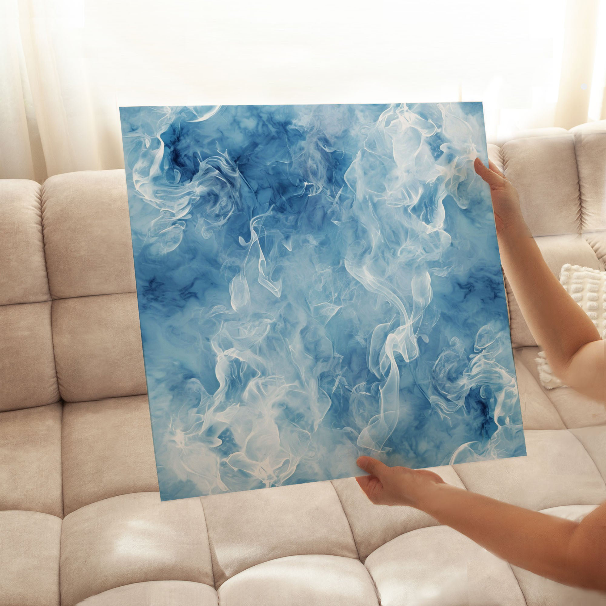 Wrought Studio™ Abstract Blue Myst II Modern Unframed Art Print | Wayfair