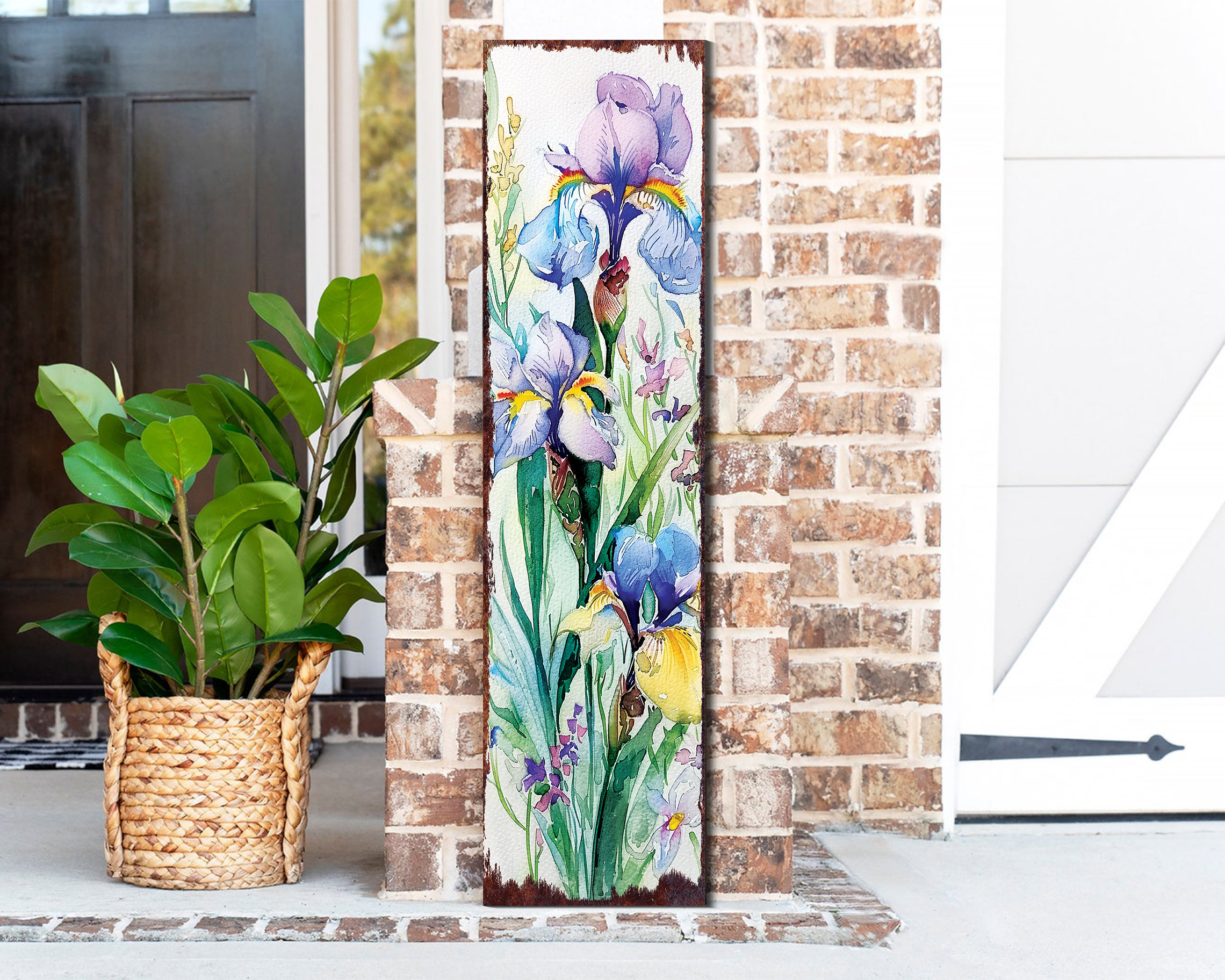 One Allium Way® Wildflower Iris Porch Sign Watercolor Floral Home Decor ...