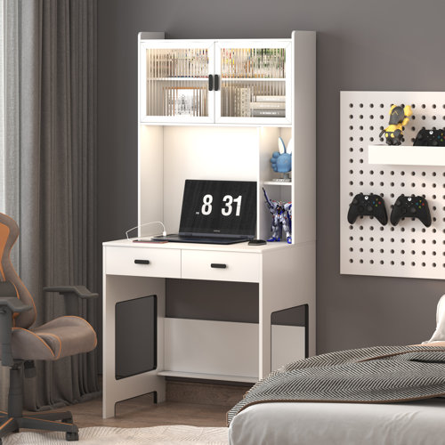 Latitude Run® Berwaldt 31.5'' W Rectangle Computer Desk with Hutch and ...