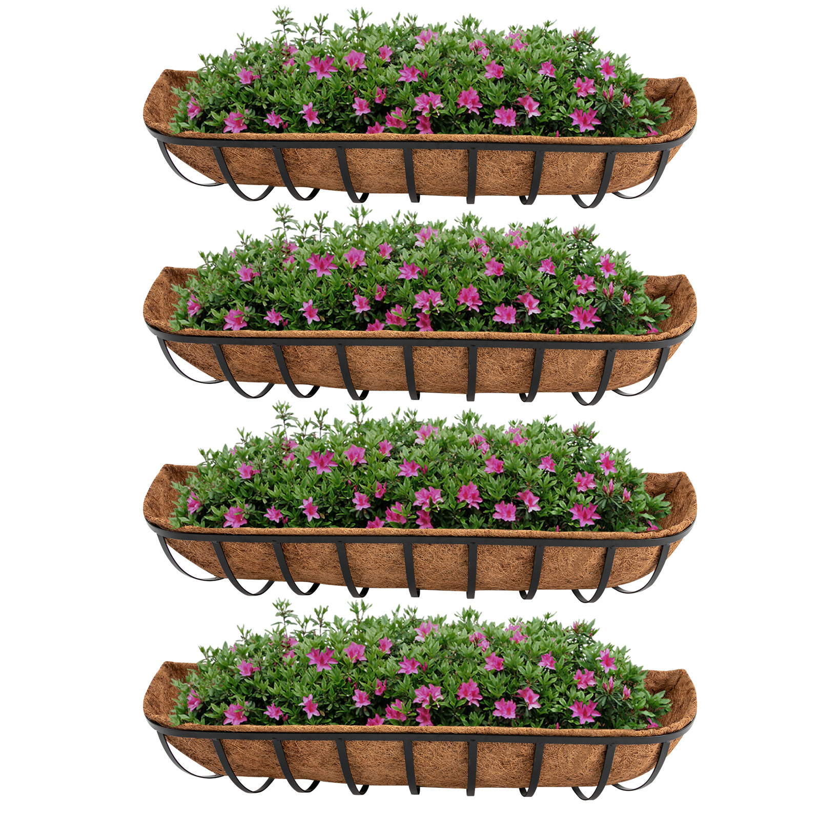 Arlmont & Co. 30” Metal Window Box Planter(Stripe Frame) | Wayfair