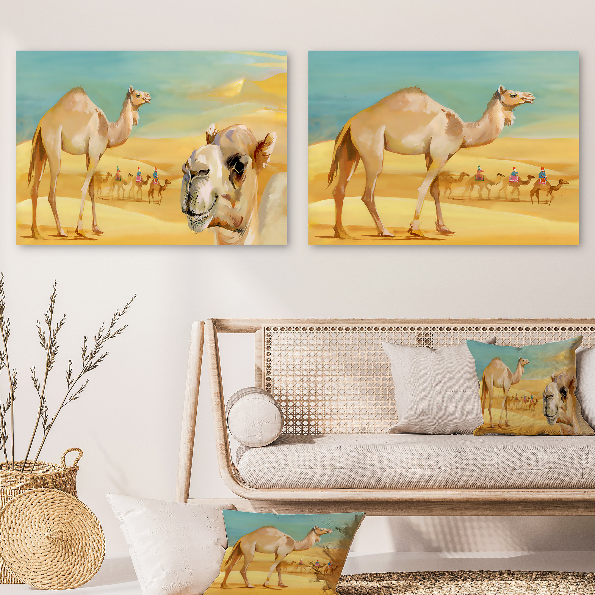East Urban Home Camels In The Desert Camels In The Desert - 2 Piece ...