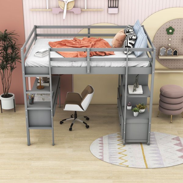 Harriet Bee Funda Full Size Loft Bed with Built-in-Desk and 6 Drawers ...
