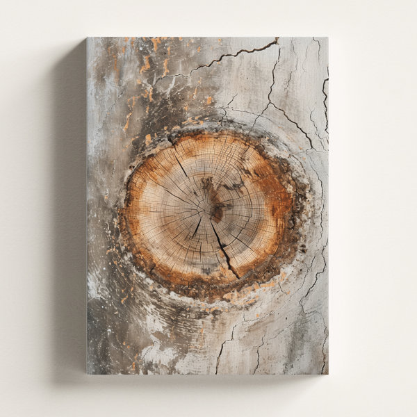 Ivy Bronx Rustic Tree Ring Canvas Wall Art |Earthy Tones Abstract ...
