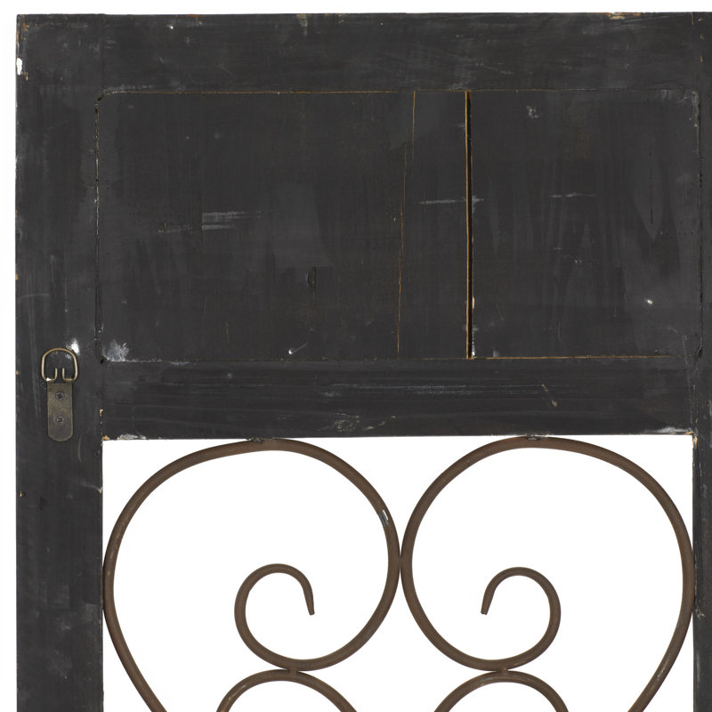 Fleur De Lis Living Wood Window Inspired Panel Scroll Brown Wall Decor ...