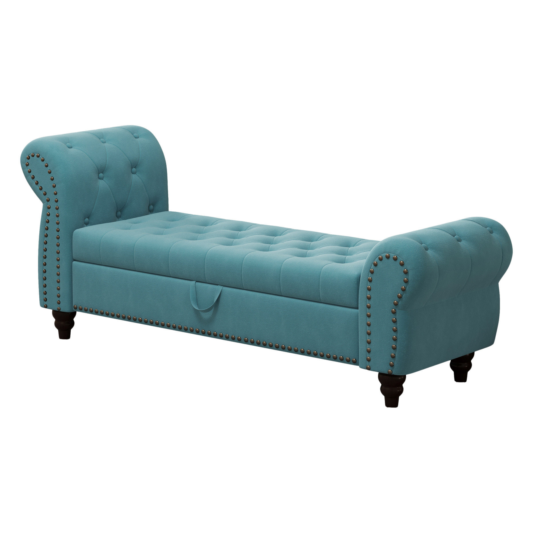 Rosdorf Park Modern Lake Blue Velvet Bedroom Bench With Ample Storage ...