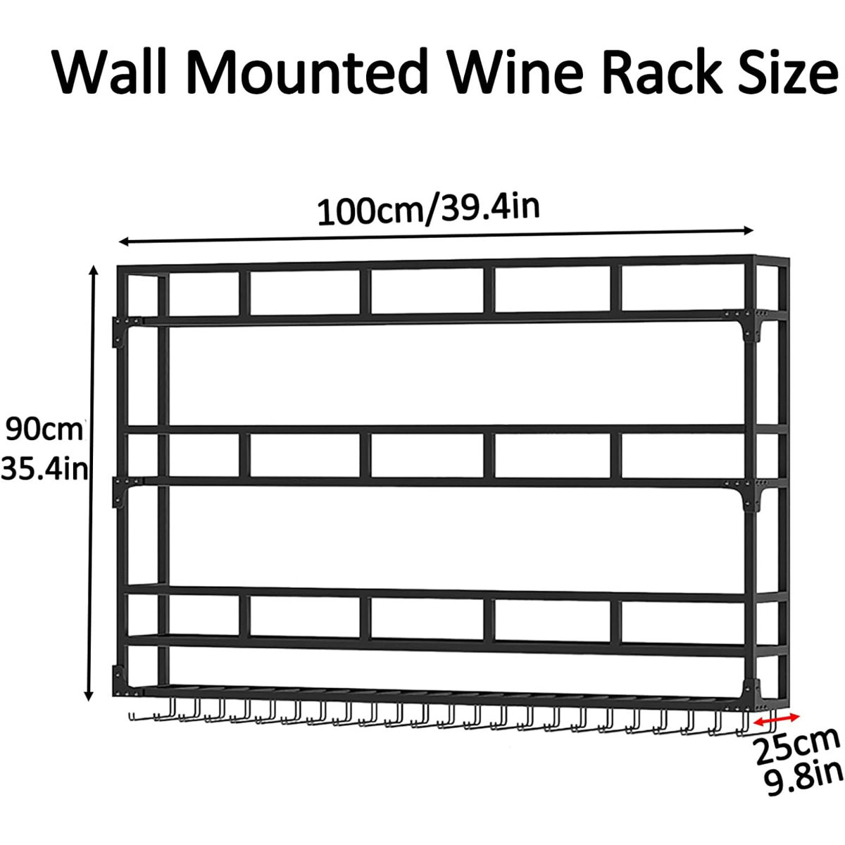 Orren Ellis Wall Mounted Wine Rack, Bar Wine Rack,Black,Metal Modern ...