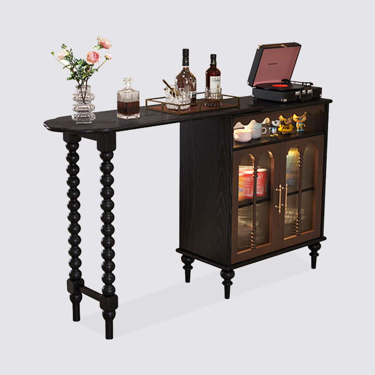 Hokku Designs French Style Expandable Bar Table with Integrated Storage ...