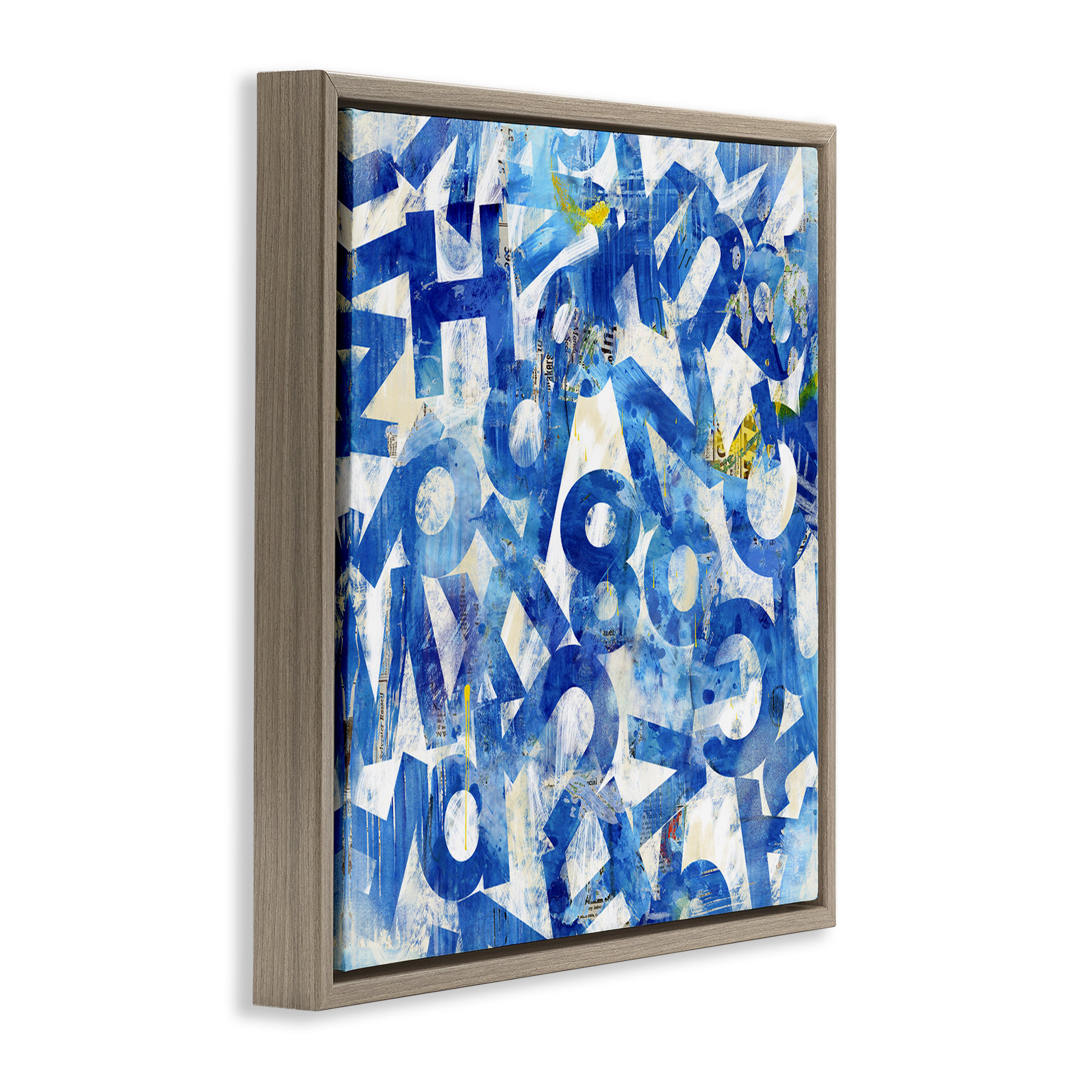 Wrought Studio™ Blue Typography Collage Framed Floater Canvas Wall Art ...