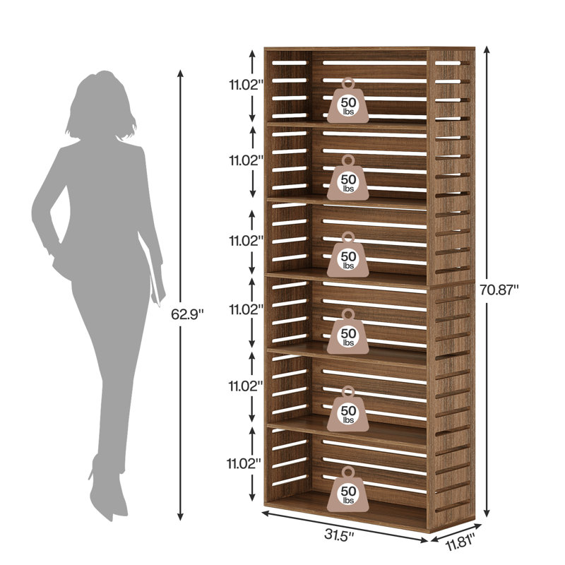 Millwood Pines 6-tier Bookcase, 71-inch Tall Bookshelf | Wayfair