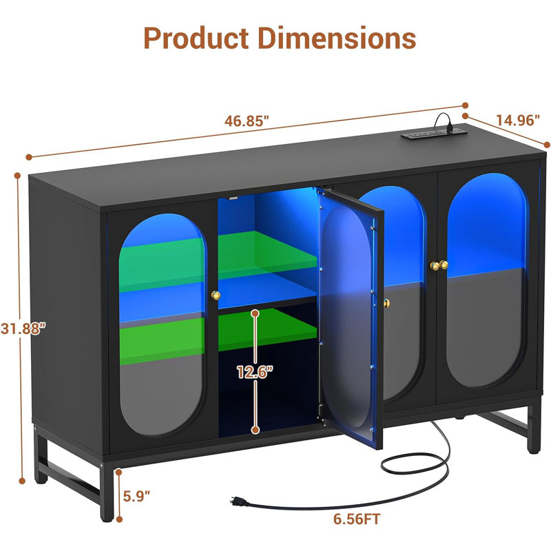 Wrought Studio™ Joaquina 47'' Sideboard Buffet Cabinet with Power ...