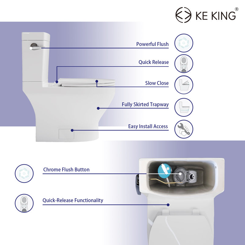 KE KING Lavan® 1000 MaP Score Powerful Flush Elongated Two-Piece Toilet ...