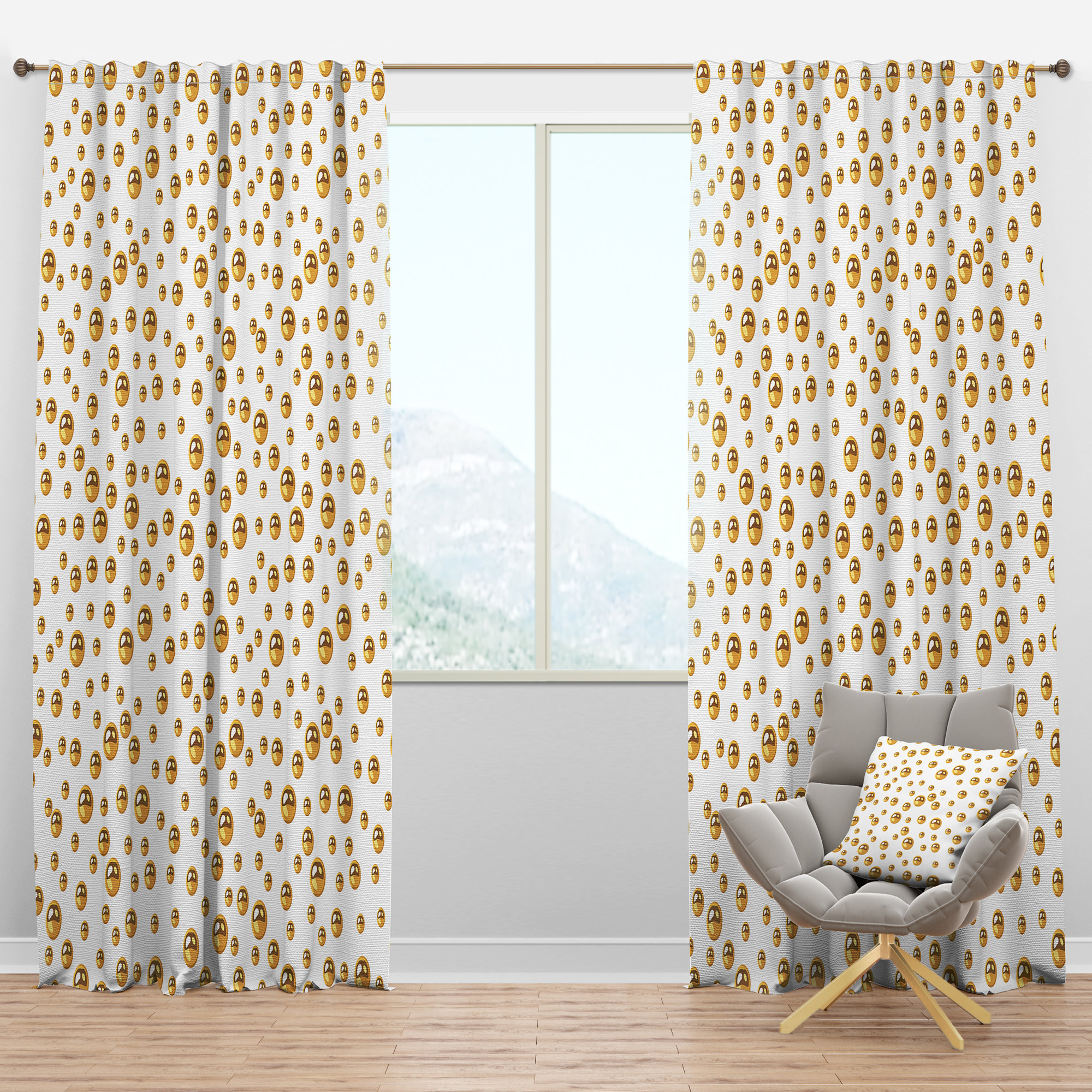 Design Art Golden Circular Pattern II - Abstract Curtain - Velvet Room ...