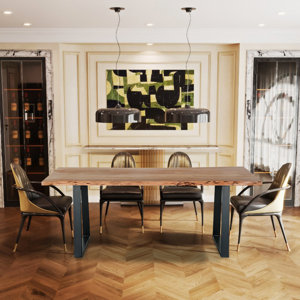 Loon Peak® Faketa 79 in. Wood and Metal Dining Table & Reviews | Wayfair