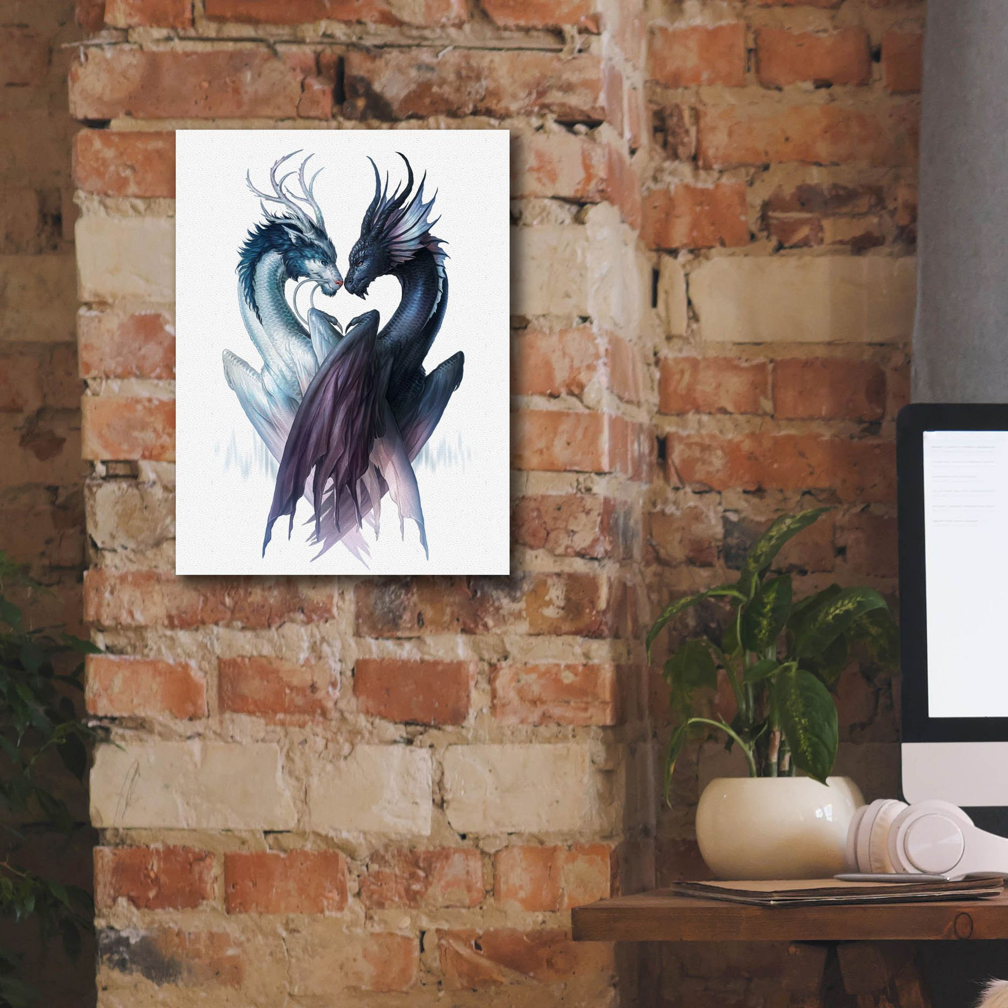 Trinx Altie Yin Yang Dragons On Canvas by JoJoes Art Print | Wayfair