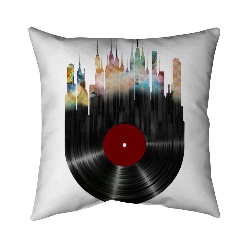 Begin Edition International Inc. City on a Vinyl Disk Square Pillow ...