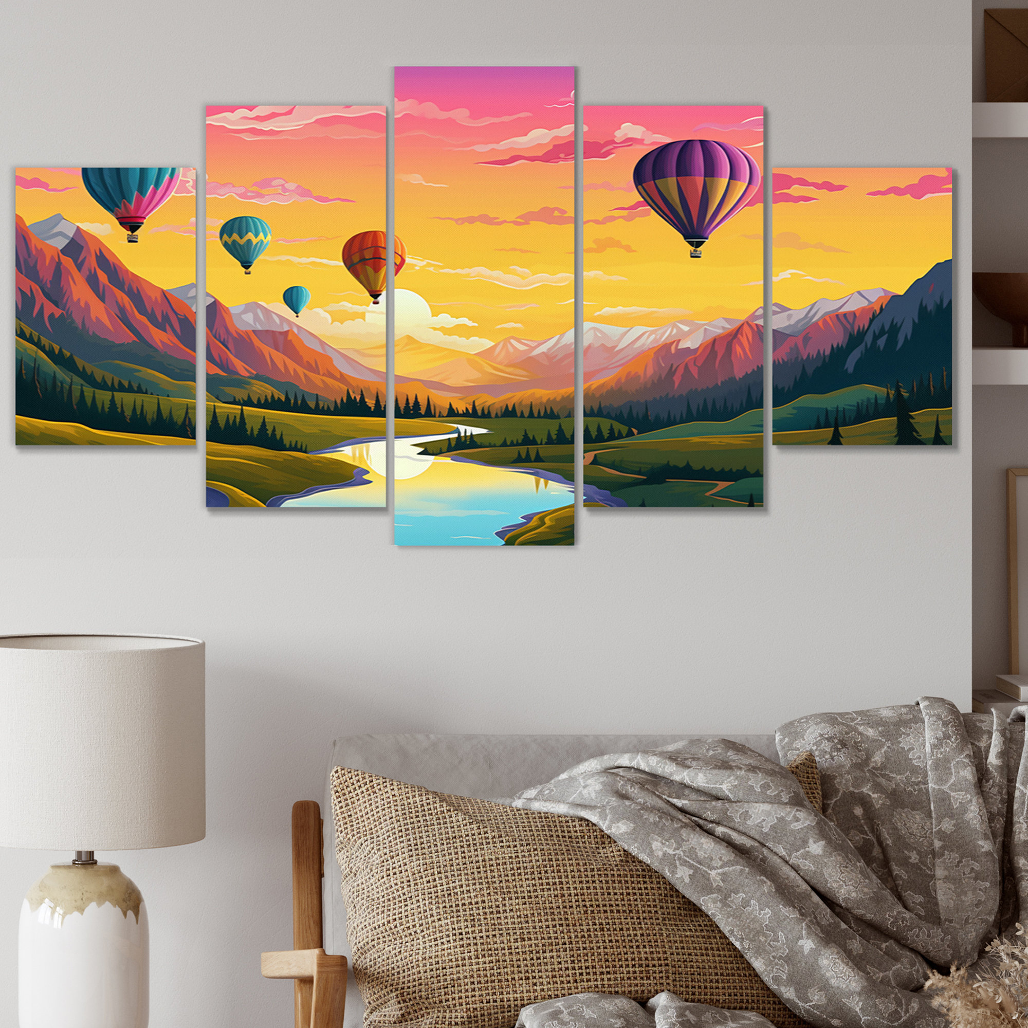 Millwood Pines Hot Air Ballon Bold Scenery II - Transportation Metal ...